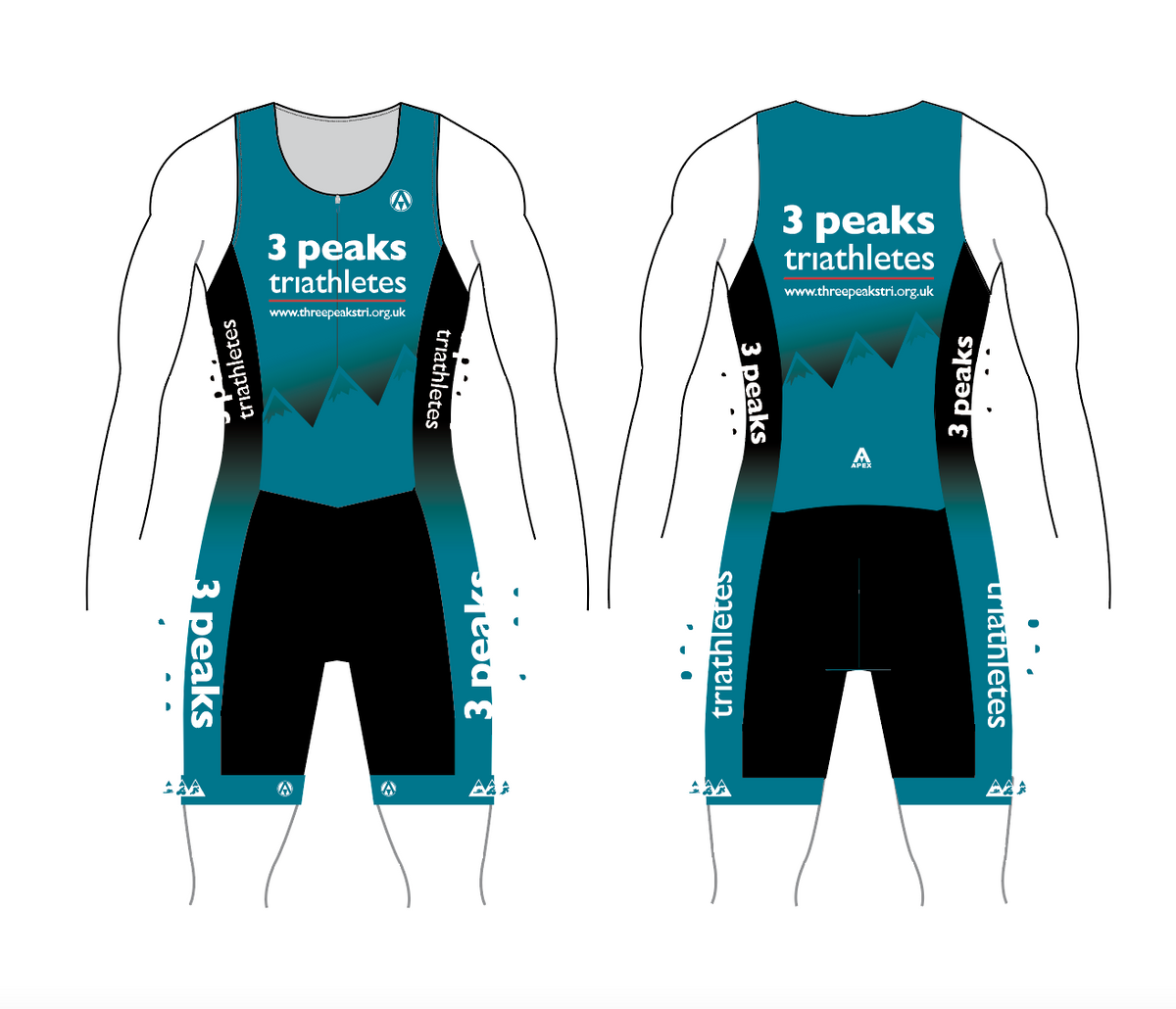 3 PEAKS TRI TEAM TRI SUIT - KIDS – apexcustomclothing
